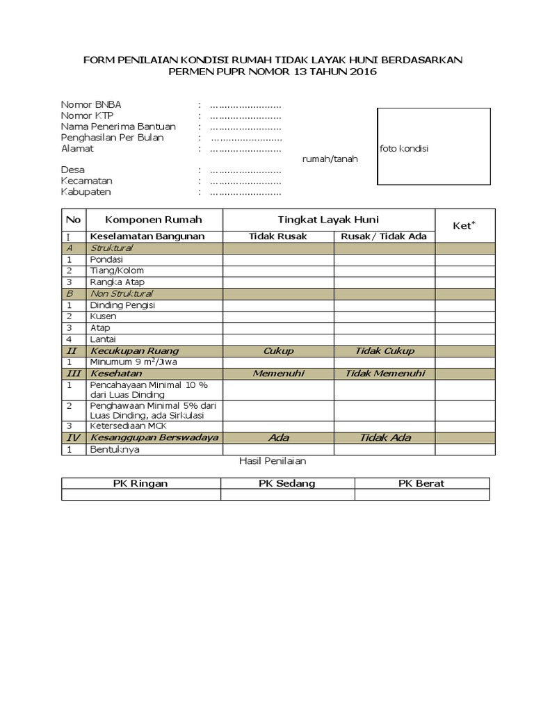 Kriteria Rumah Layak Huni | PDF