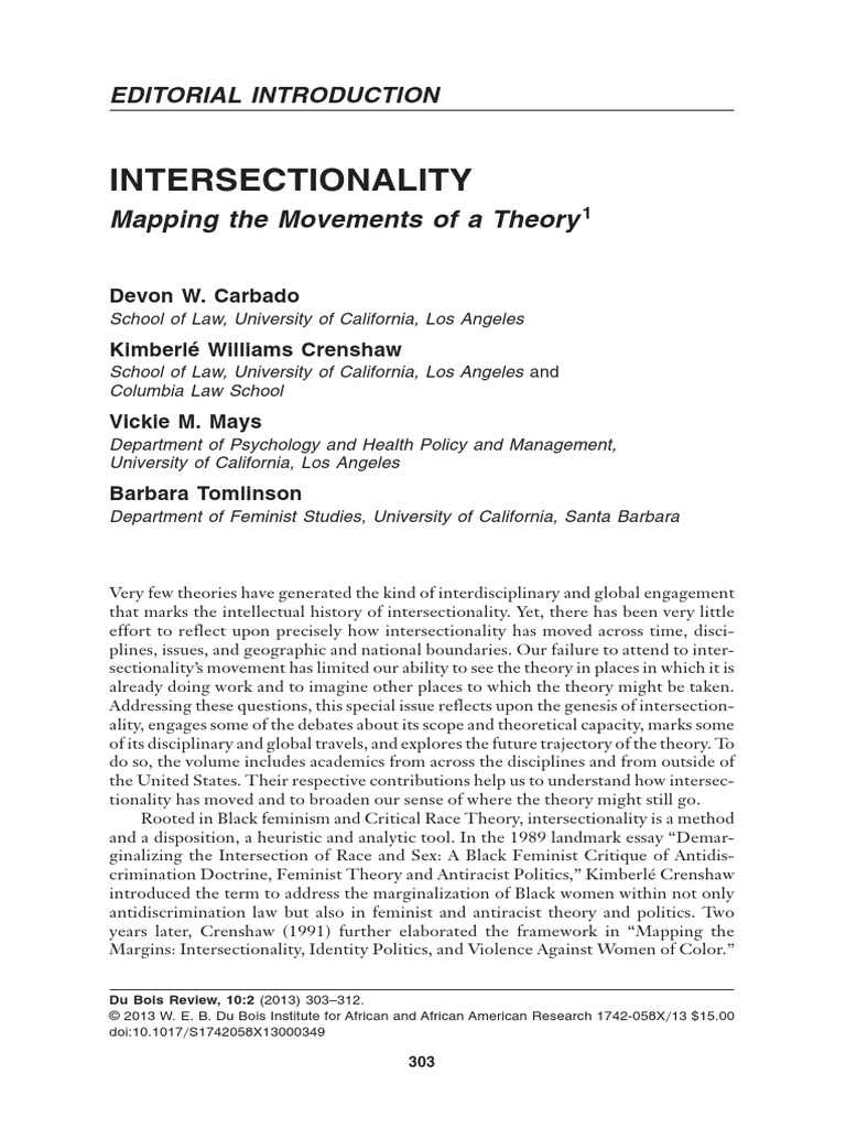 Carbado, Crenshaw, Mays & Tomlinson (2013) Intersectionality | PDF ...