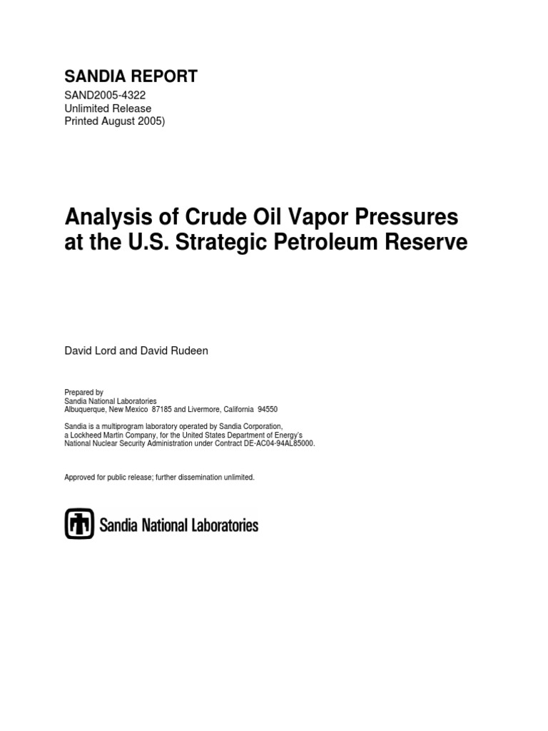 Crude Oil Vapour Pressure Study | PDF | Barrel (Unit) | Petroleum