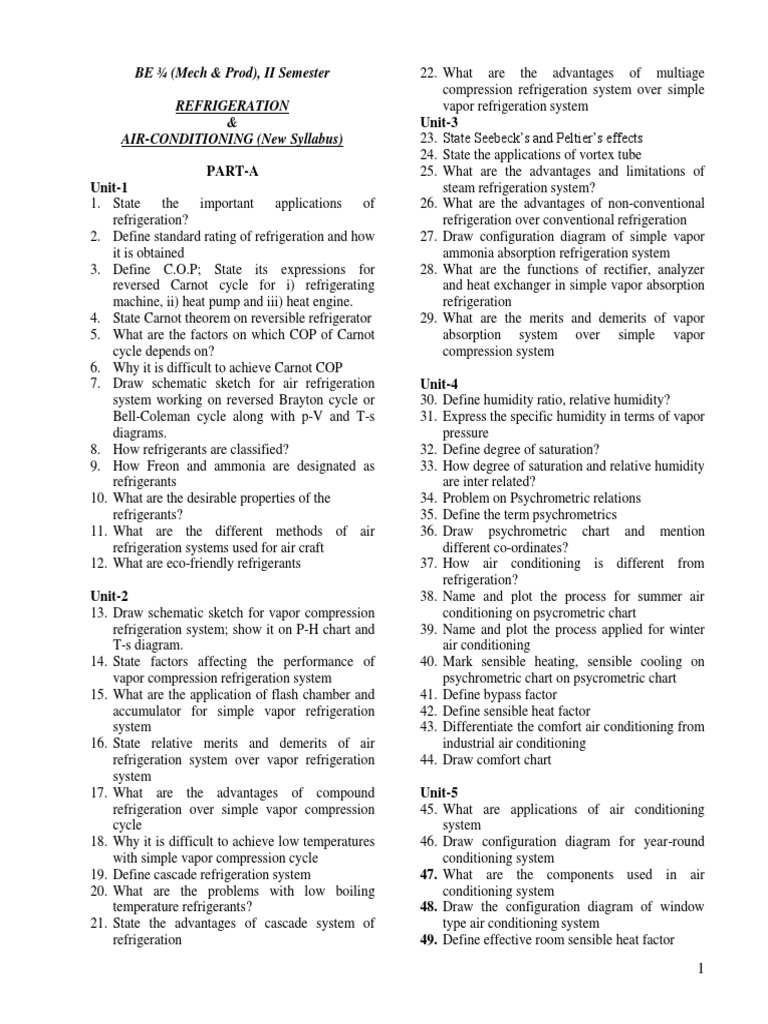 RAC Questions New | PDF | Refrigeration | Air Conditioning