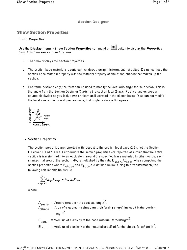 SAP2000 Section Properties | PDF | Cartesian Coordinate System | Shape