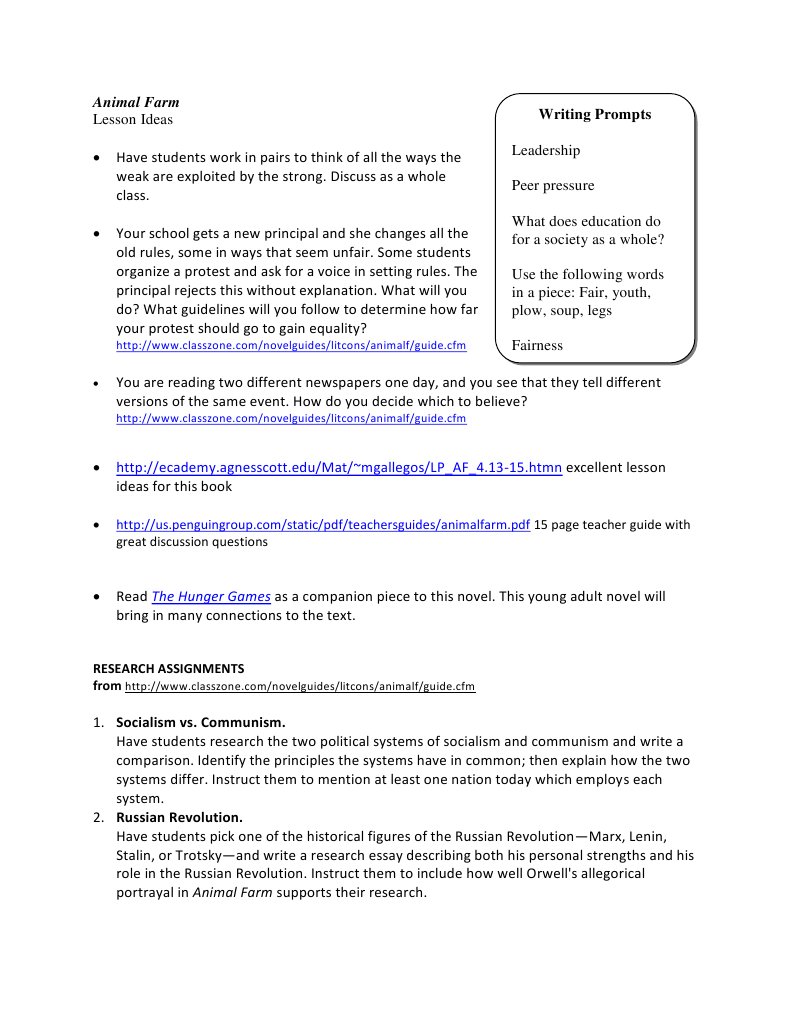 Animal Farm Lesson Ideas | PDF | Science & Mathematics