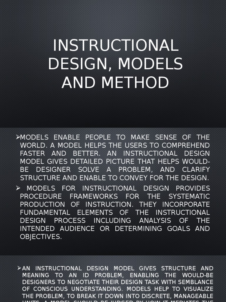 Instructional Design Models Overview | PDF | Instructional Design ...