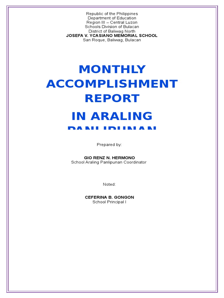 Accomplishement Report in AP Format | PDF