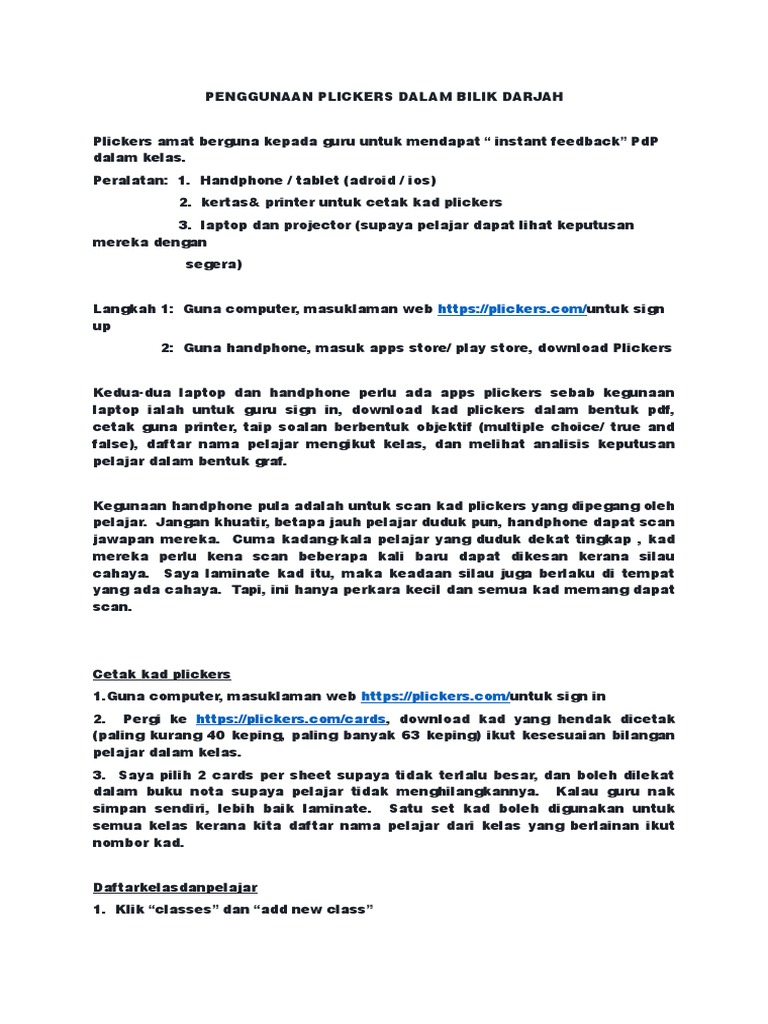 Penggunaan Plickers Dalam Bilik Darjah | PDF