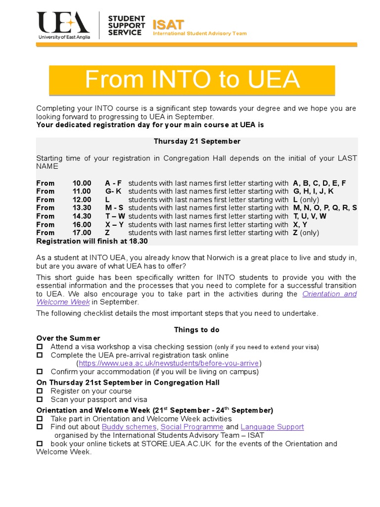 From INTO To UEA | PDF | Travel Visa | International Student