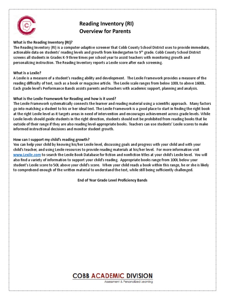 Understanding Reading Inventory for Parents | PDF | Learning Methods ...