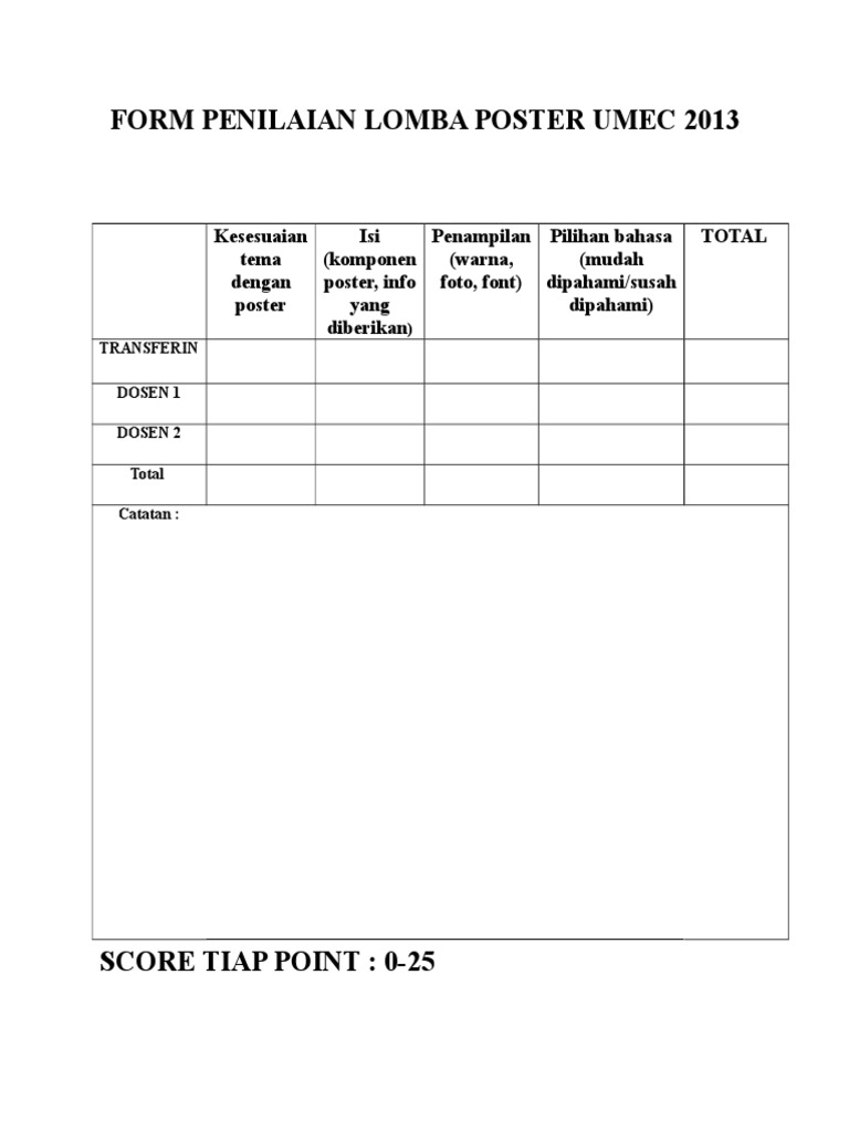 Form Penilaian Poster | PDF
