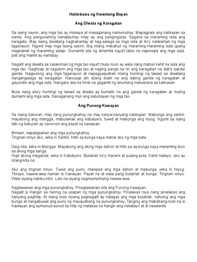 Halimbawa NG Kwentong Bayan | PDF