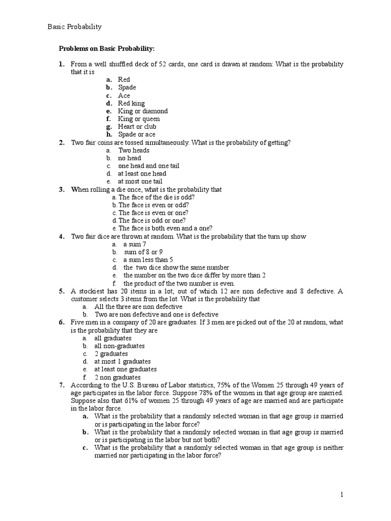 Unit 1 Basic Probability Download Free Pdf Probability Survey