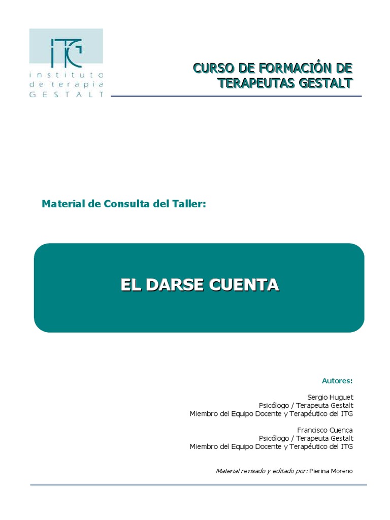 Curso de Terapia Gestalt: Darse Cuenta | PDF | Terapia Gestalt ...
