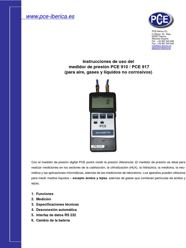 Manual Medidor Presion Pce 910 917 | PDF | Naturaleza | Informática y tecnología de la información
