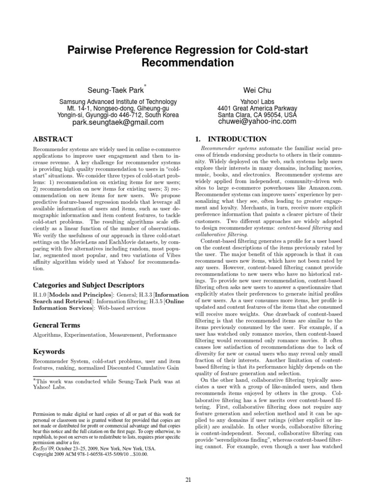 Cold Start Solution | PDF | Principal Component Analysis | Matrix ...