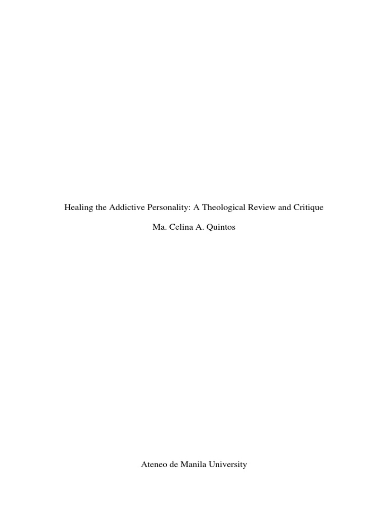 Healing The Addictive Personality: A Theological Review and Critique ...