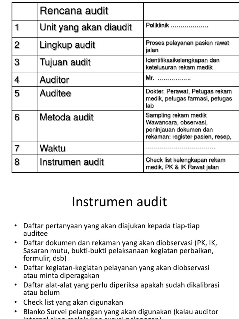 Rencana Audit Internal Poliklinik | PDF | Pengelolaan Keuangan & Uang ...