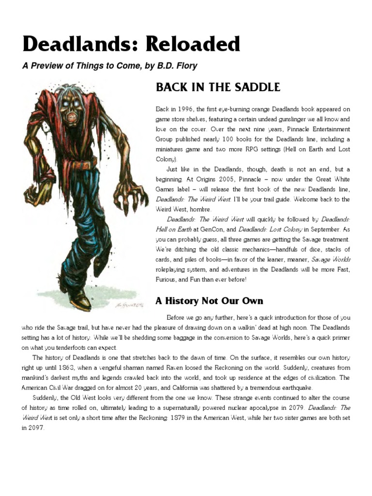 Deadlands Reloaded Preview PDF | PDF | Leisure | Sports