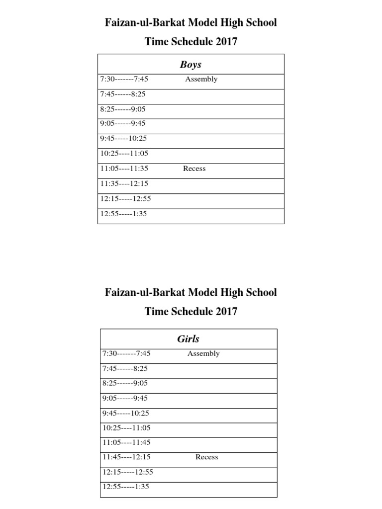 Time Schedule | PDF