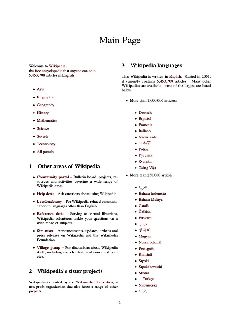 A Guide to the English Wikipedia Main Page: An Overview of Content ...