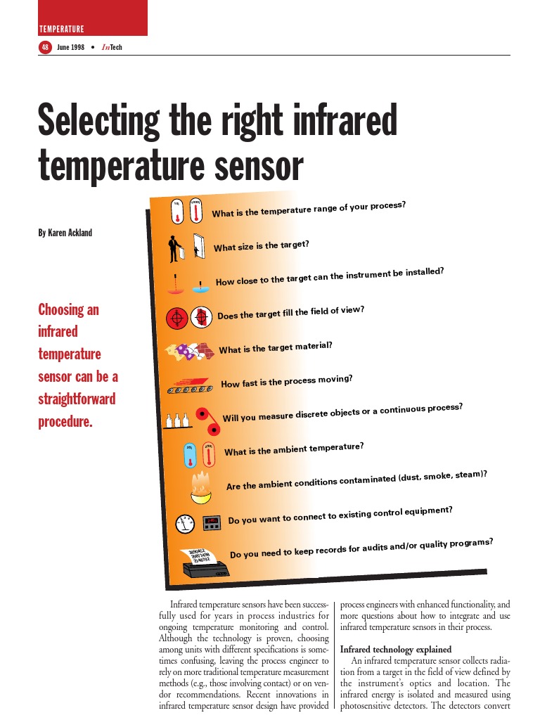 Selecting The Right Infrared Temperature Sensor | PDF | Infrared | Optics