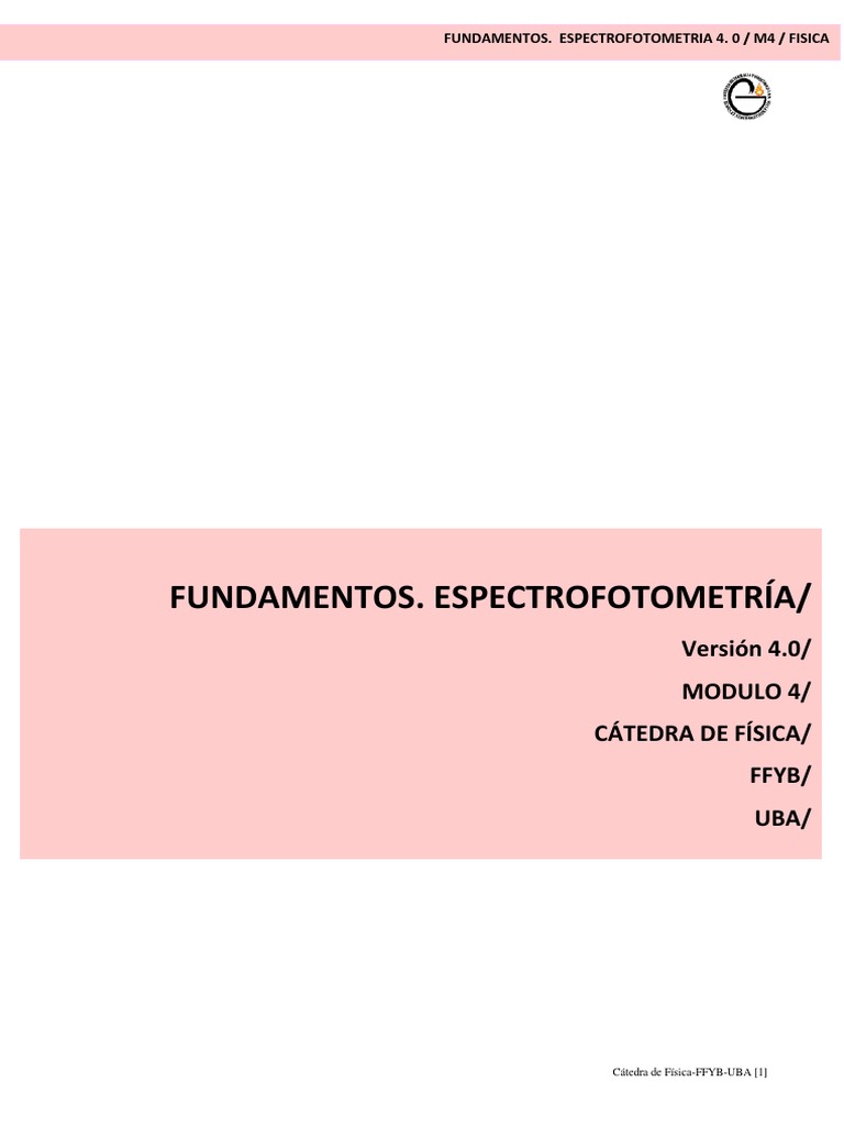 Fundamentos De La Espectrofotometría La Luz Y La Materia Pdf