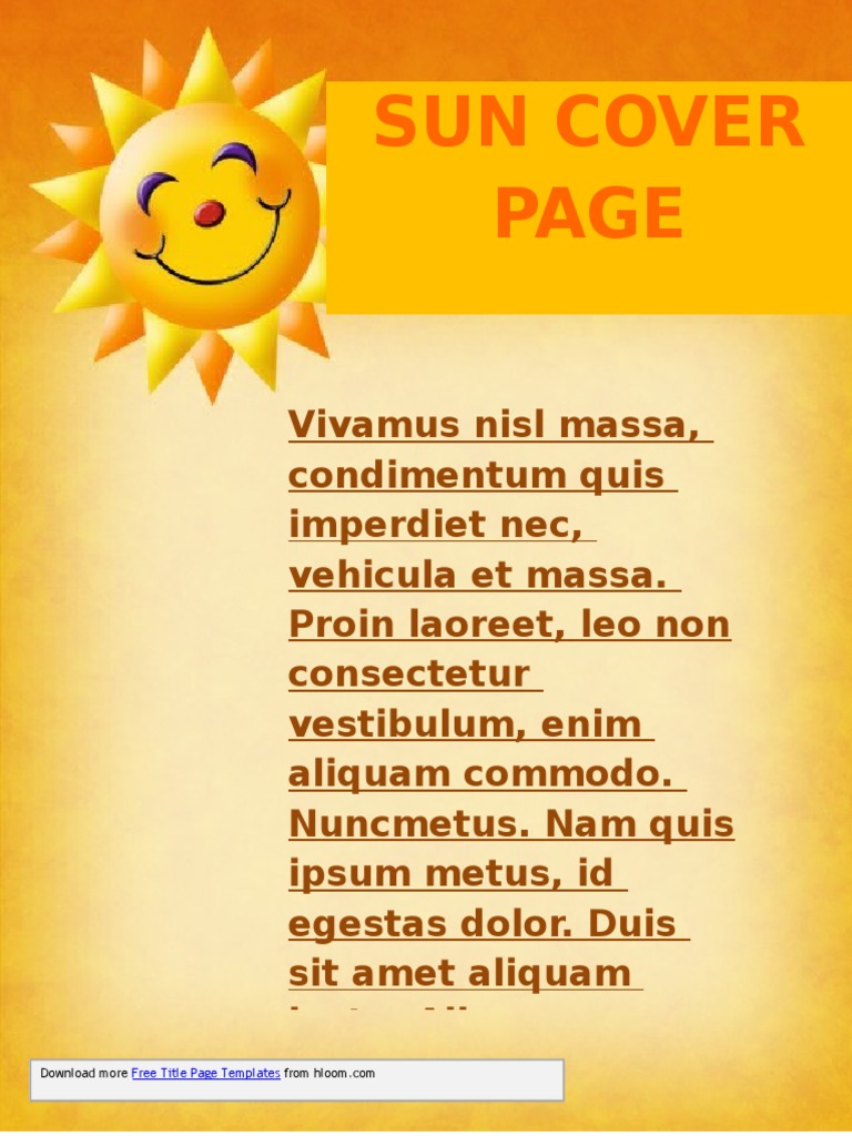 Sun Cover: Free Title Page Templates | PDF