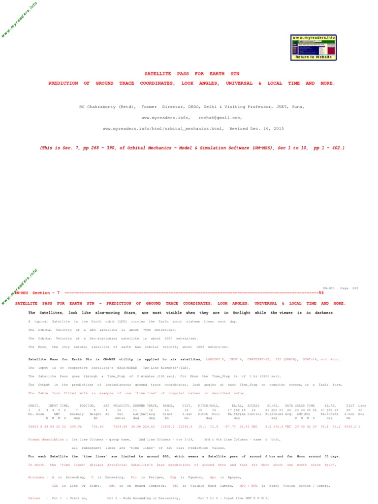 07 Satellite Pass For Earth STN | PDF | Apsis | Satellite