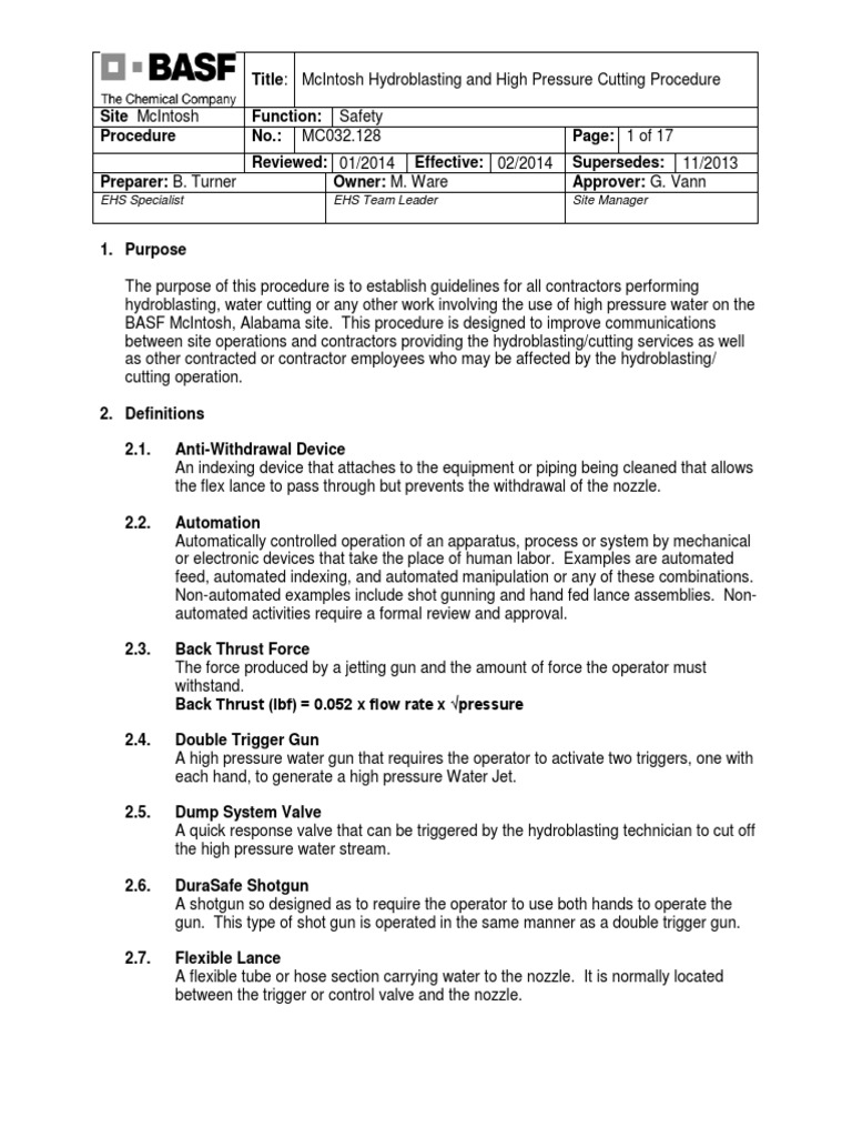 Hydro Blasting | PDF | Nozzle | Personal Protective Equipment