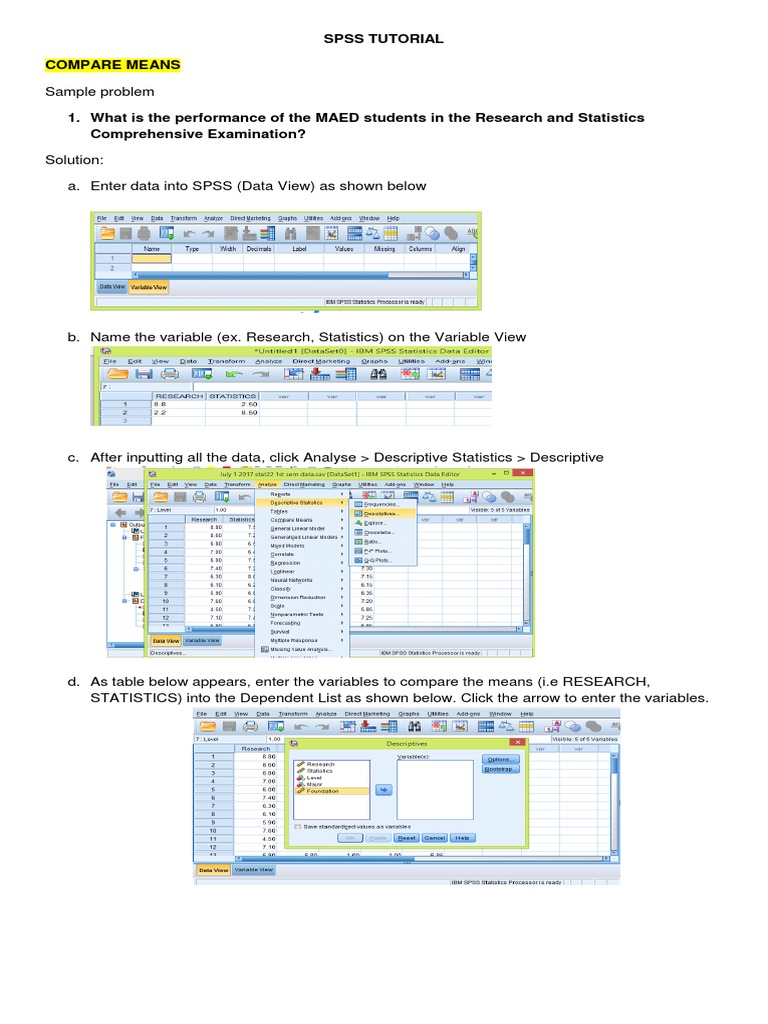 Spss Tutorial Compare Means Pdf Correlation And Dependence Statistics