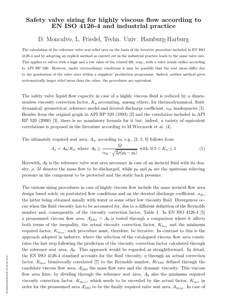Safety Valve Sizing For Highly Viscous Flow According To EN ISO 4126-4 ...