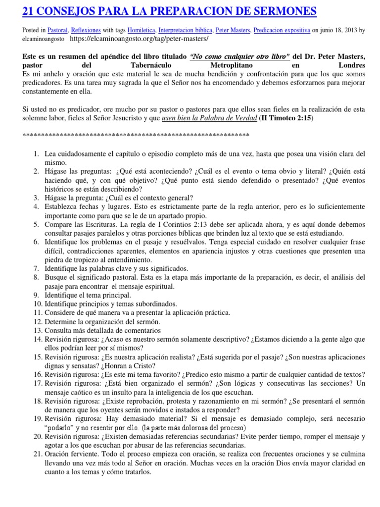 21 Consejos para La Preparacion de Sermones | PDF | Sermón | Science