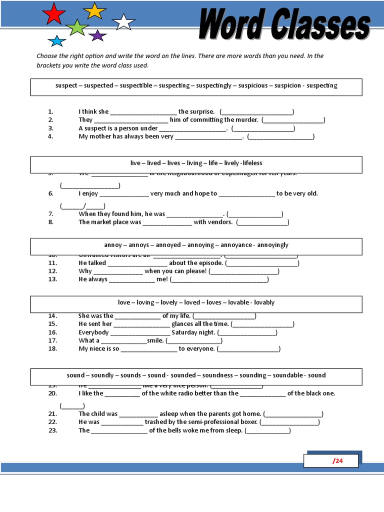 Word Classes Fun Activities Games Grammar Drills Oneonone Activ 3053 ...