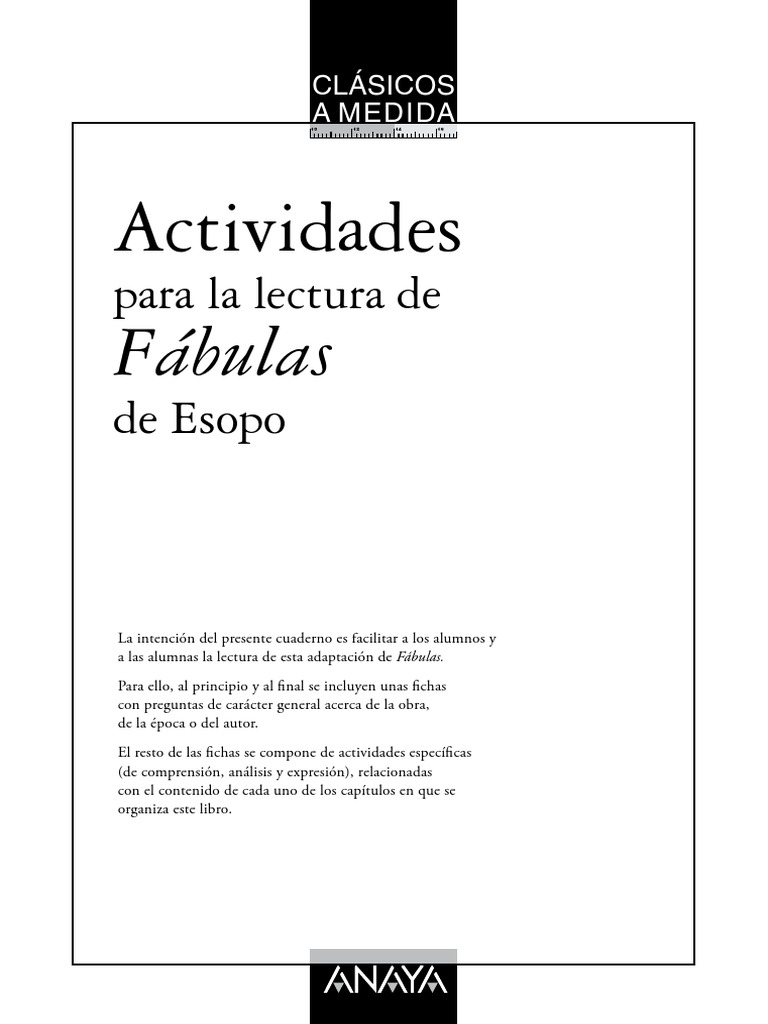 Ficha de Actividades de Esopo PDF | PDF | Fábula | Diccionario