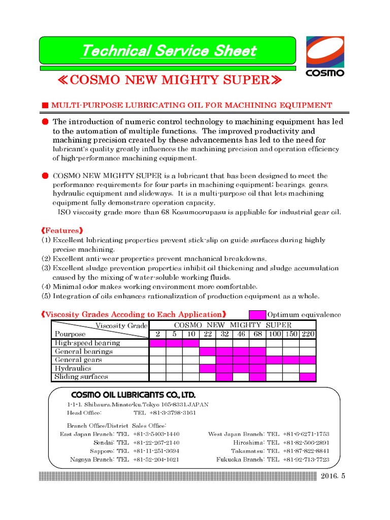 Cosmo New Mighty Super Oil Series | PDF | Lubricant | Materials Science