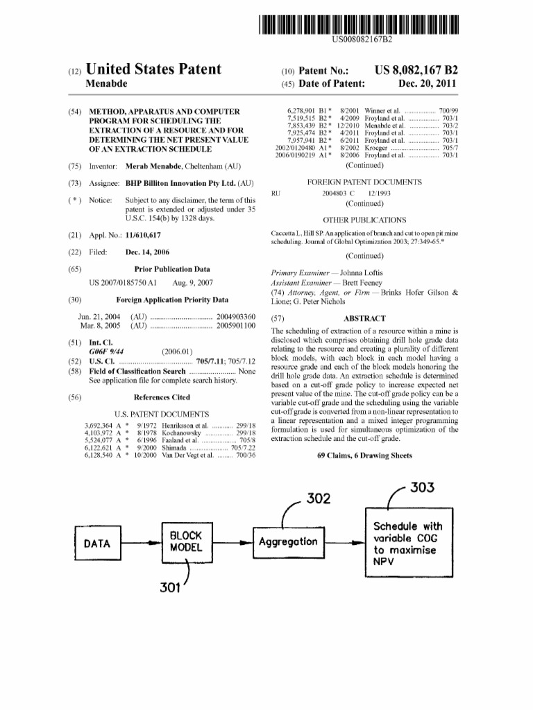 United States Patent (10) Patent N0.: US 8,082,167 B2 | PDF | Mining ...