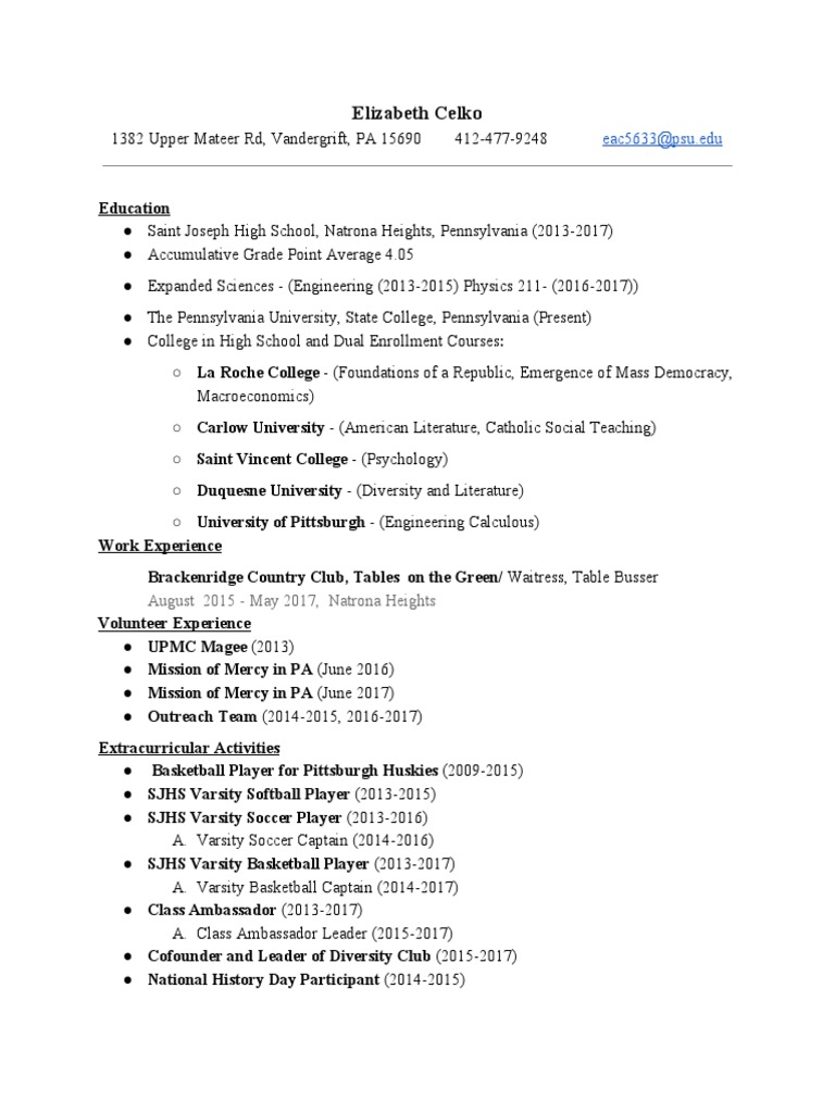 Elizabeth Celko Resume | PDF