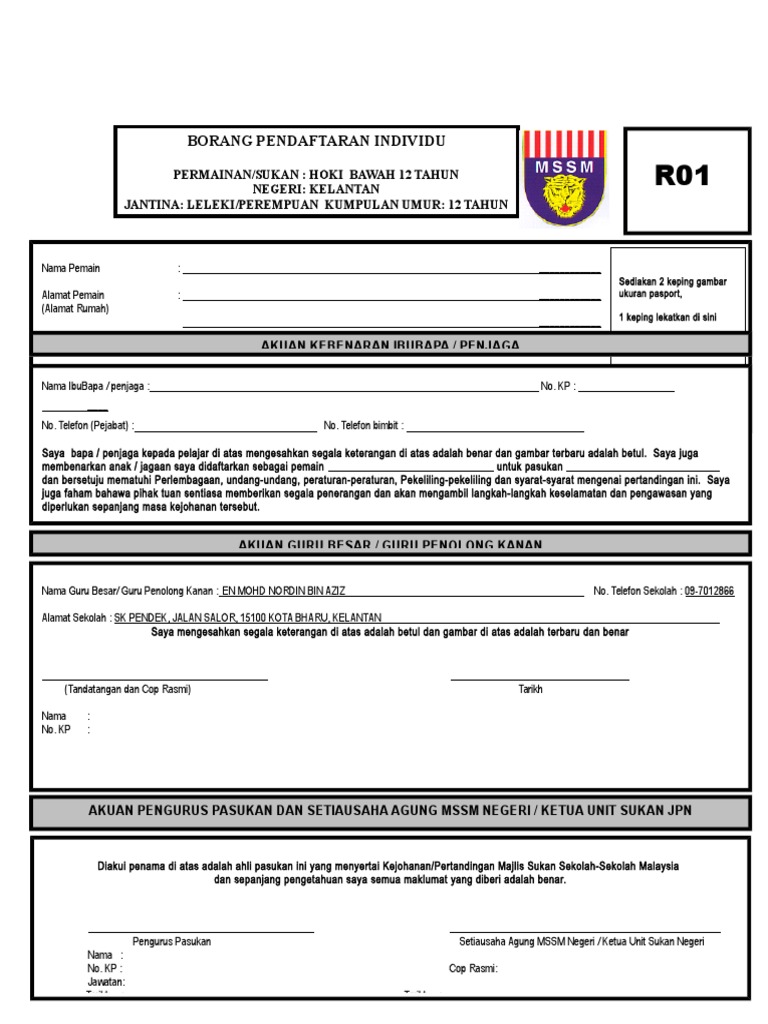 Borang Pendaftaran R01 Terkini | PDF