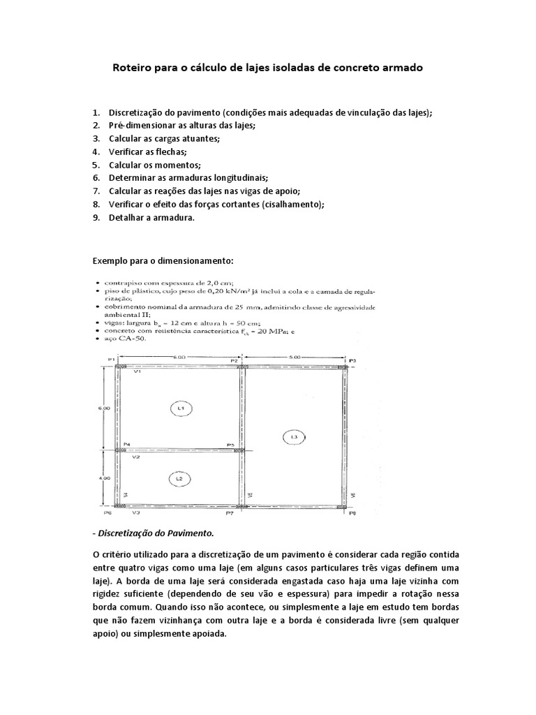 Roteiro para o Cálculo de Lajes | PDF | Cálculo | Analise matemática