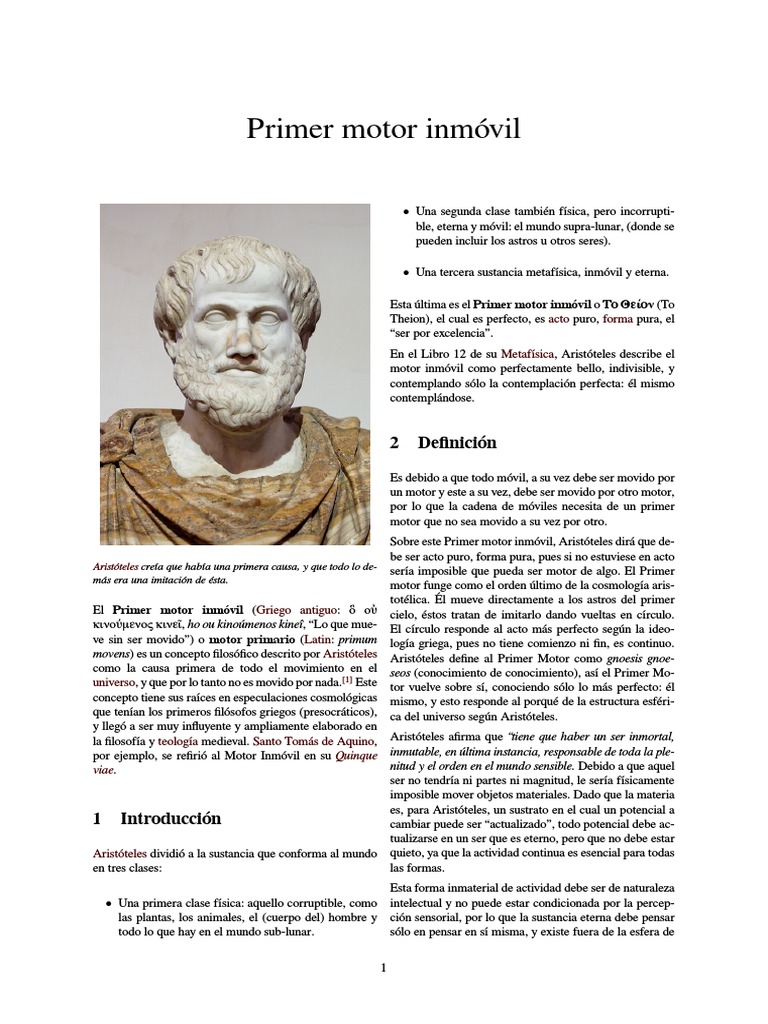 Primer Motor Inmóvil | PDF | Aristóteles | Filosofía griega antigua