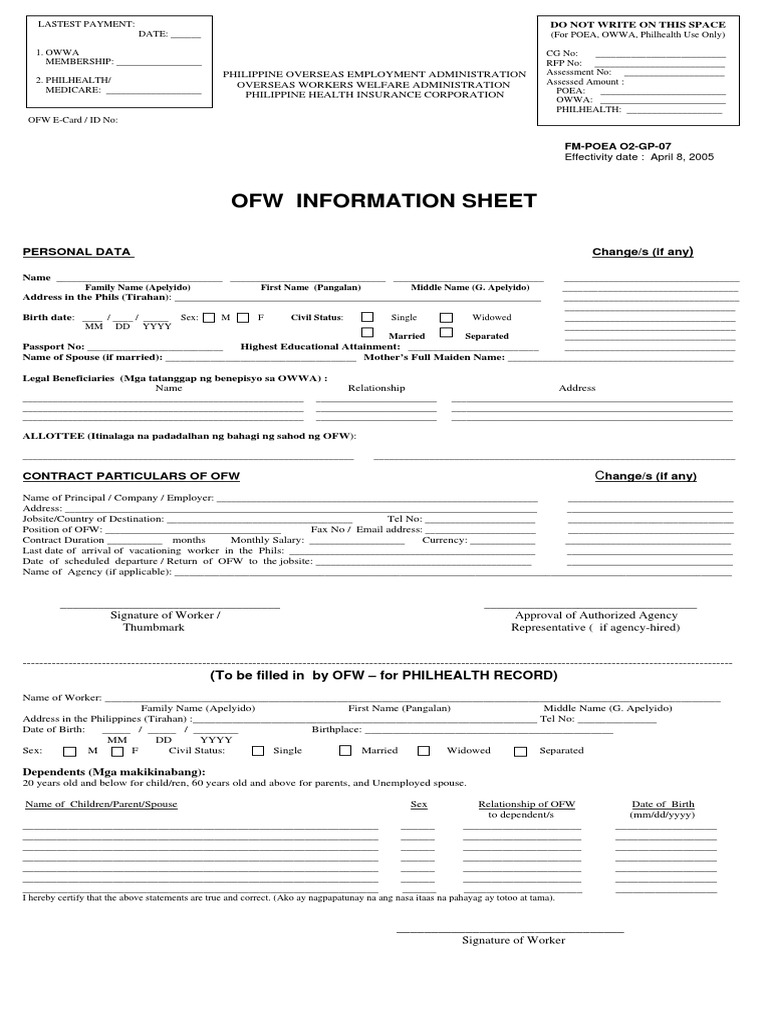 OFW Infosheet PDF | PDF | Social Institutions | Social Science