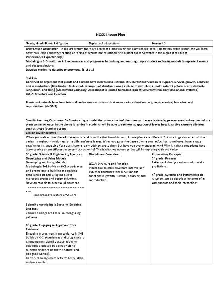 NGSS Lesson Plan: RD RD | PDF | Hair | Desert