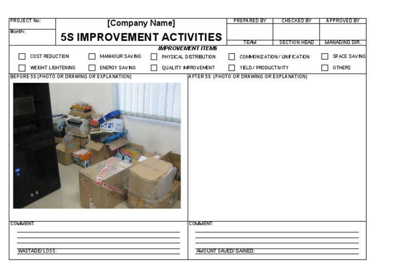 5S Improvement Activities: (Company Name) | PDF