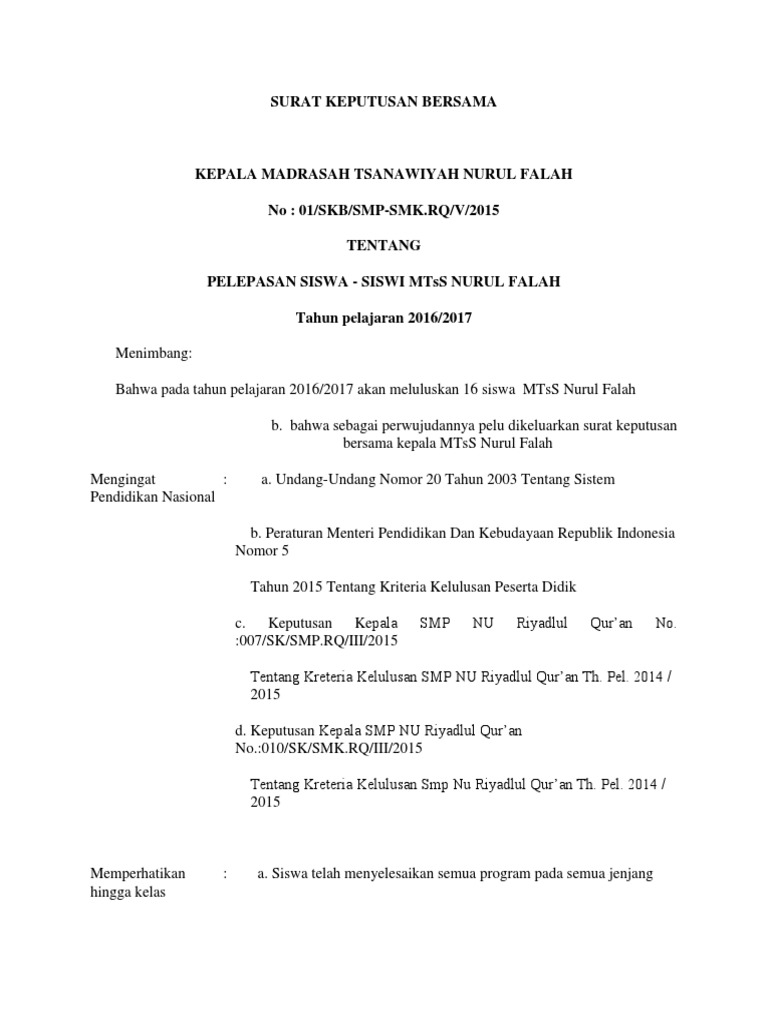 Surat Keputusan Bersama | PDF