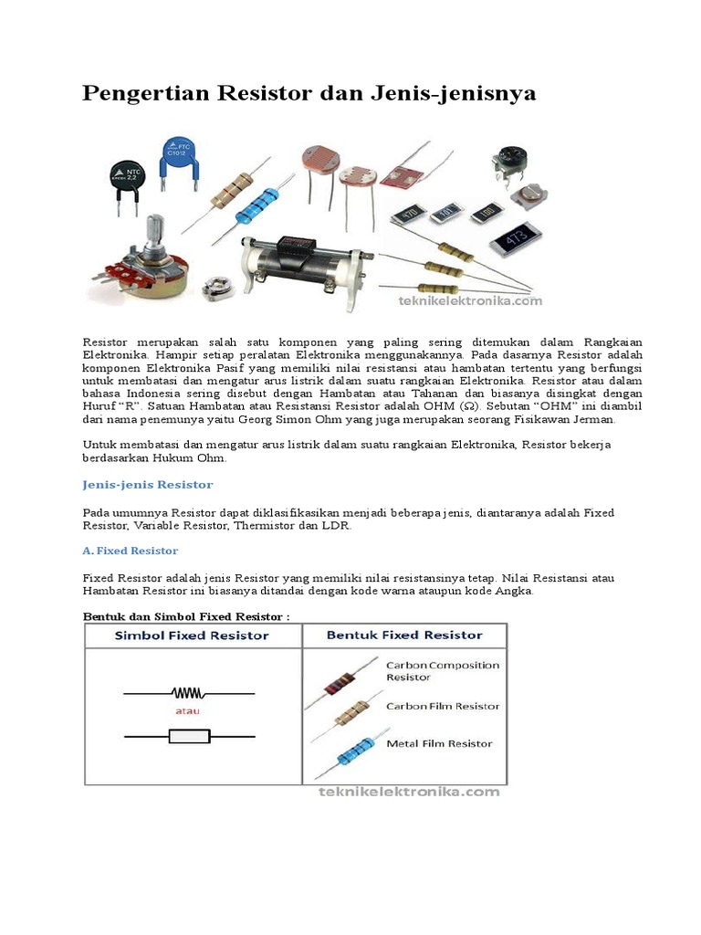 Pengertian Resistor Dan Jenis | PDF