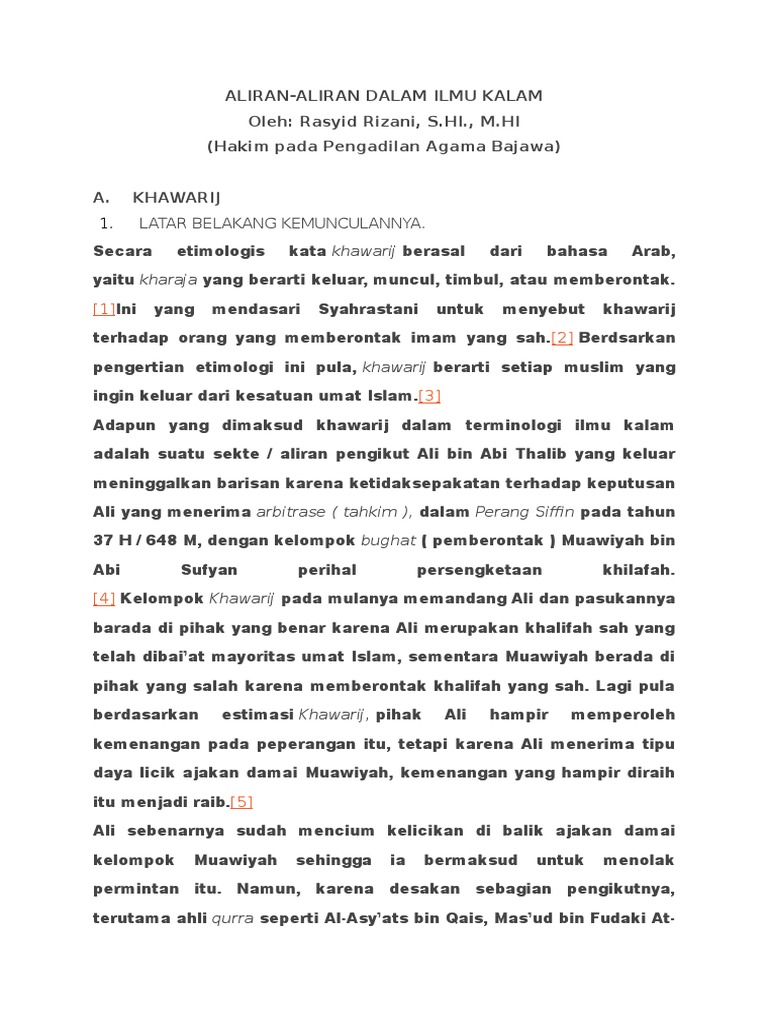 Aliran Aliran Salam Ilmu Kalam | PDF