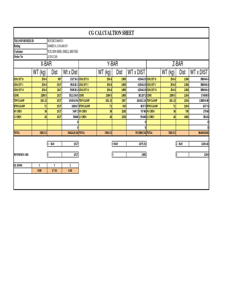 CG Calculation | PDF | Magnetic Devices | Electrical Engineering