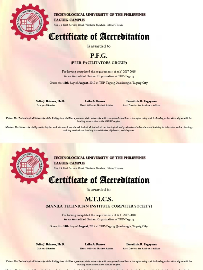 Certificate of Accreditation | Diploma | Institute Of Technology