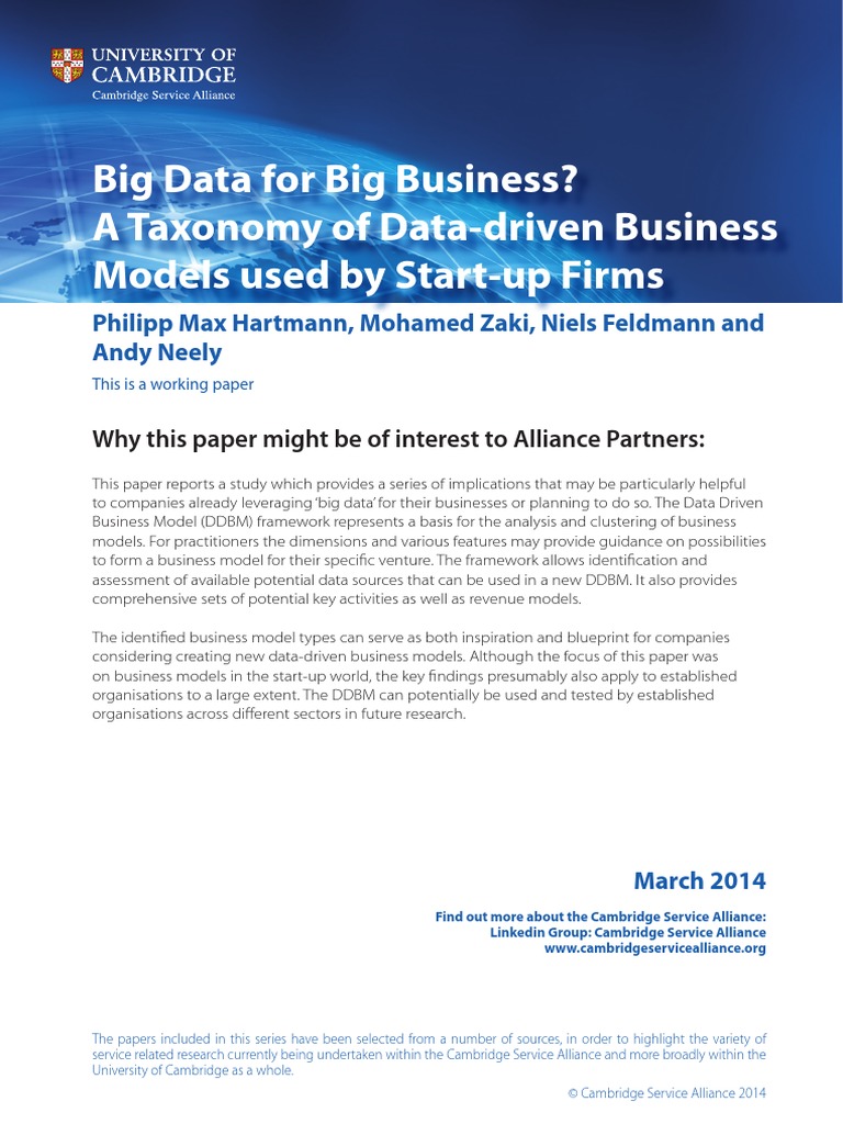 2014 - March - Data Driven Business Models PDF | PDF | Business Model ...