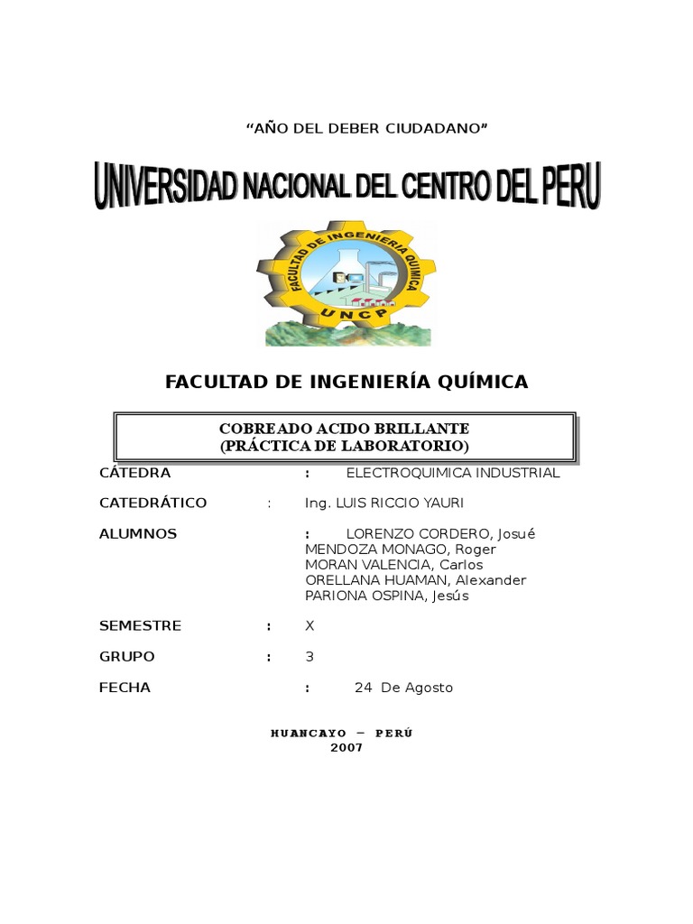 Cobreado Acido Brillante Pdf Cobre Aluminio