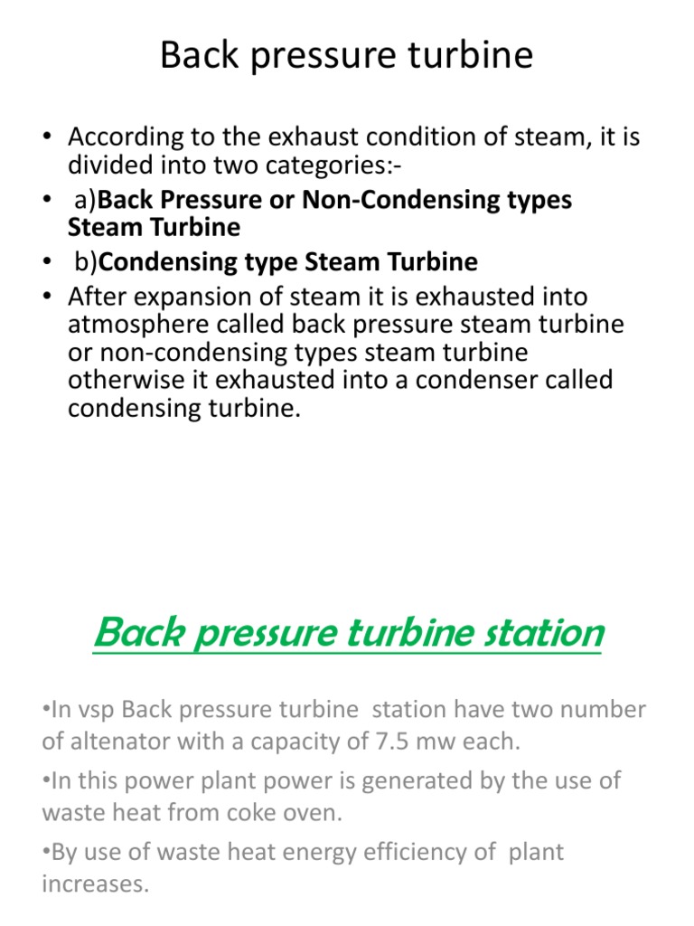 Back Pressure Turbine Overview and Benefits | PDF