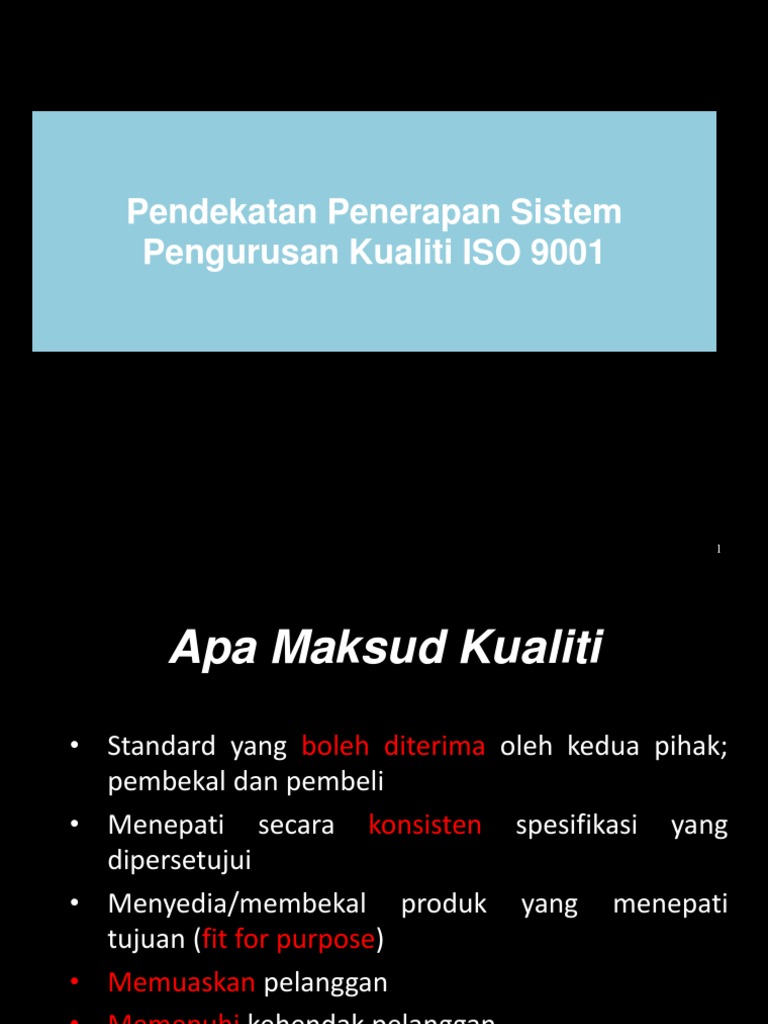 Pendekatan Penerapan Sistem Pengurusan Kualiti ISO 9001 | PDF